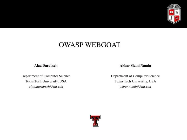 PPT - OWASP WEBGOAT PowerPoint Presentation, free download - ID:6455135