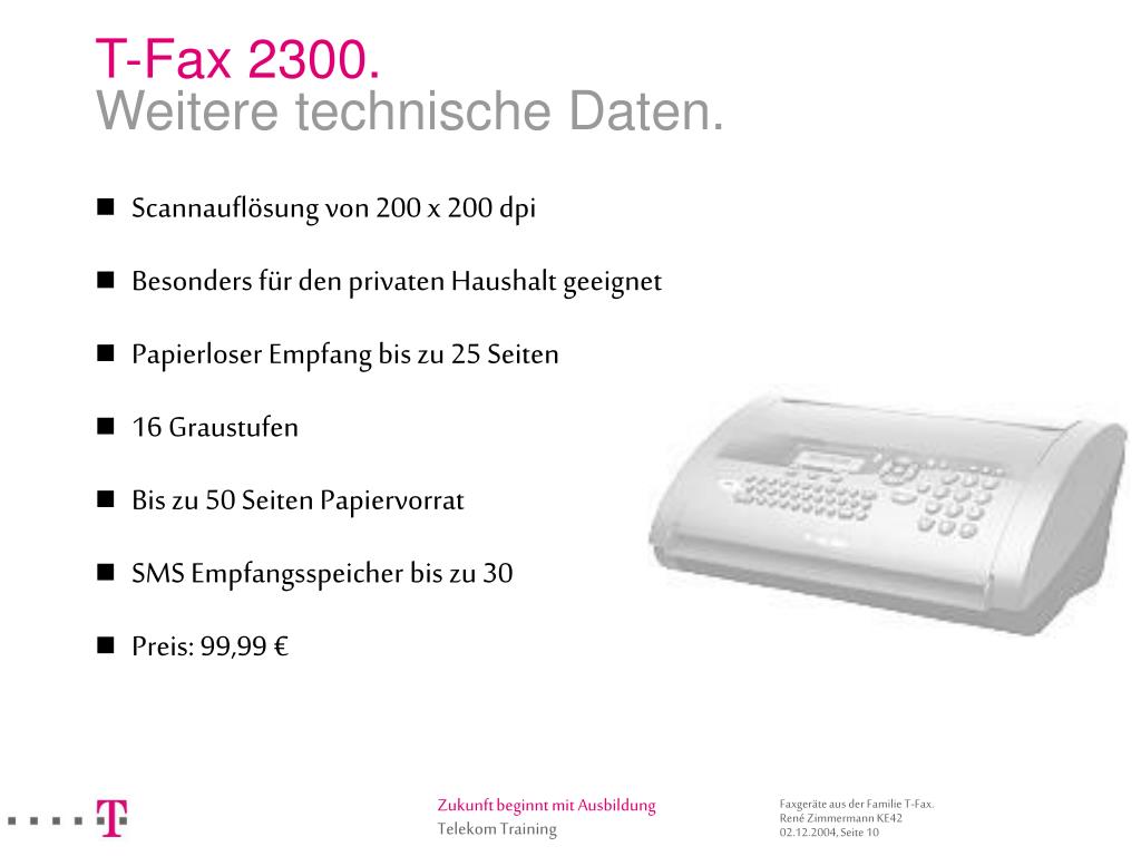 PPT - Faxgeräte aus der Familie T-Fax. PowerPoint Presentation, free ...