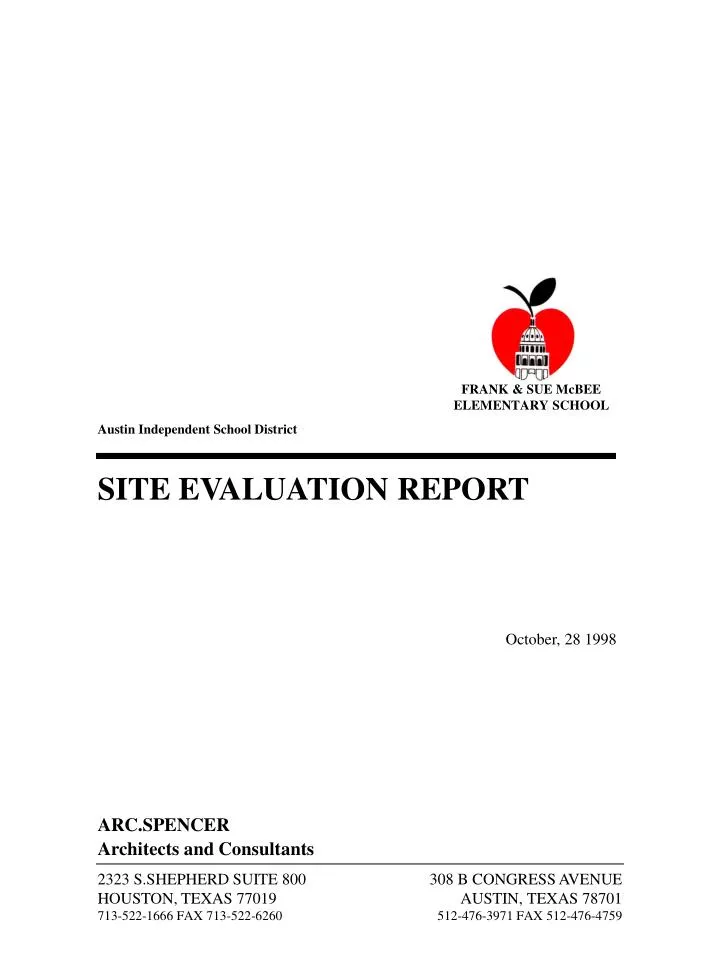 PPT - SITE EVALUATION REPORT PowerPoint Presentation, free download ...