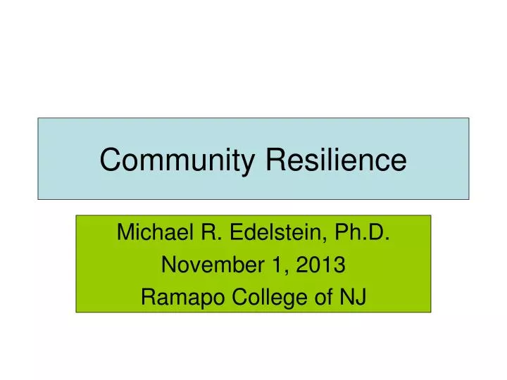 PPT - Community Resilience PowerPoint Presentation, free download - ID ...