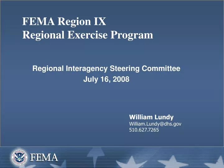 PPT - FEMA Region IX Regional Exercise Program PowerPoint Presentation ...