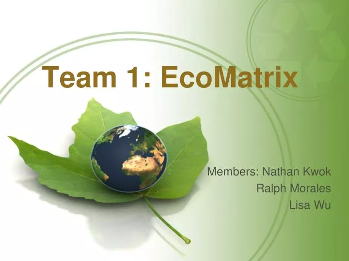 PPT - Team 1: EcoMatrix PowerPoint Presentation, free download - ID:6462517