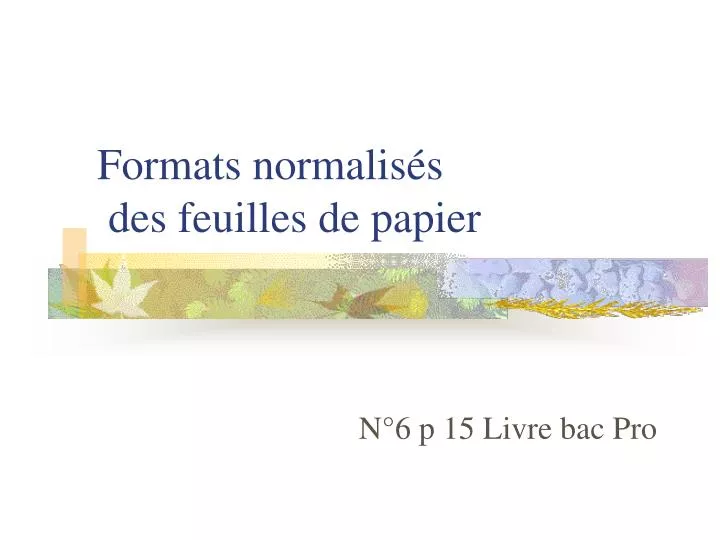 PPT - Formats normalisés des feuilles de papier PowerPoint Presentation ...