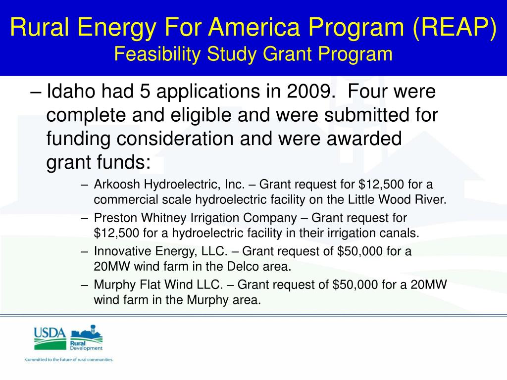 PPT - Rural Energy For America Program (REAP) Feasibility Study Grant ...