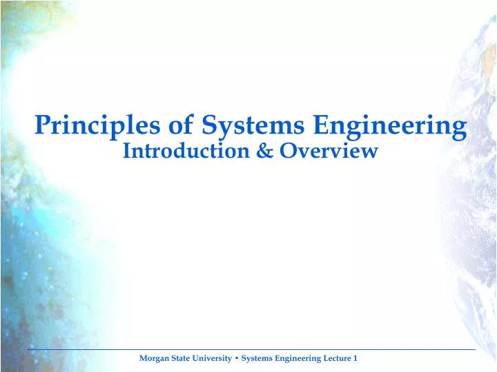 PPT - Principles of Systems Engineering Introduction & Overview ...