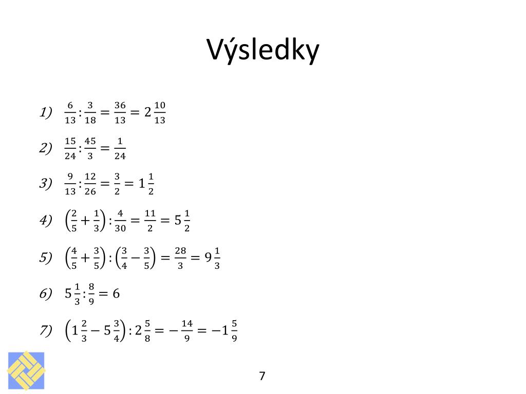PPT - Zlomky – násobení, dělení, složený zlomek PowerPoint Presentation ...