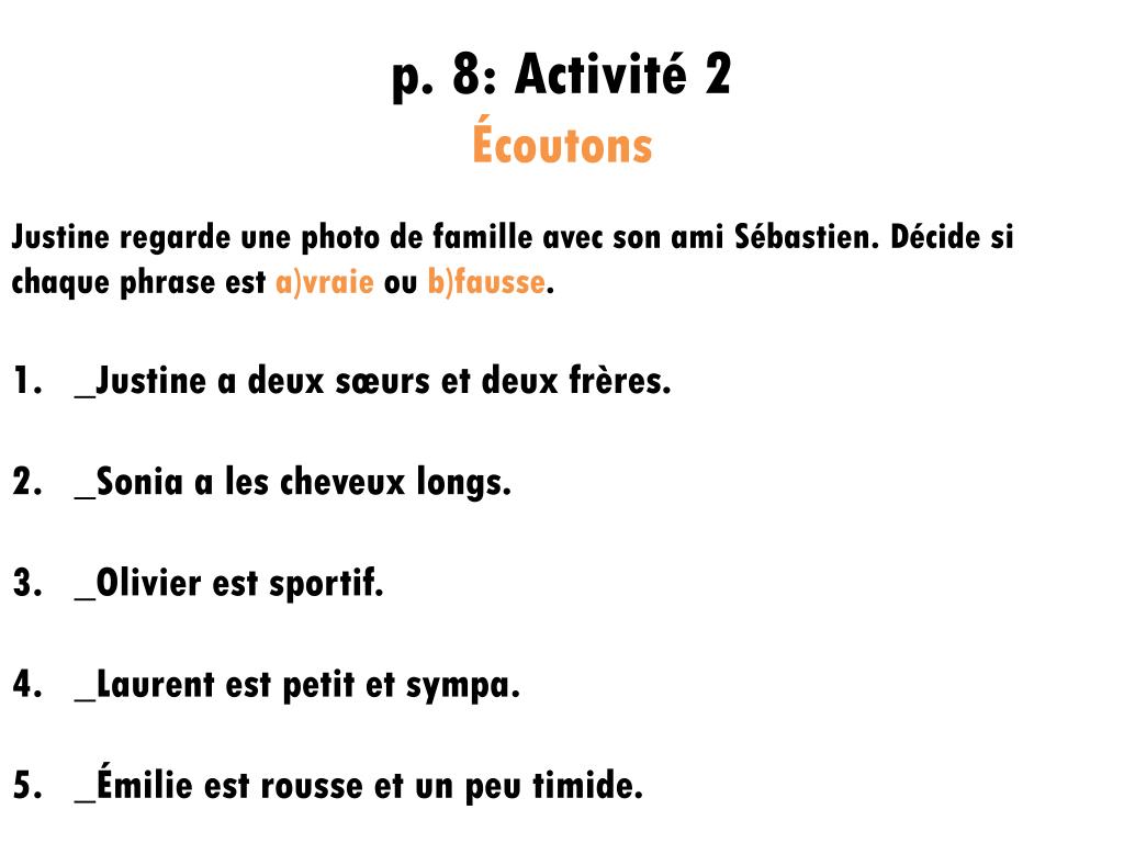 PPT - Ma famille et mes copains Chapitre 1 – Vocabulaire 1 PowerPoint ...