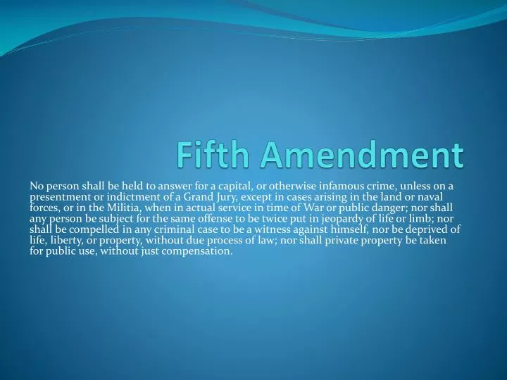 PPT - Fifth Amendment PowerPoint Presentation - ID:6496000