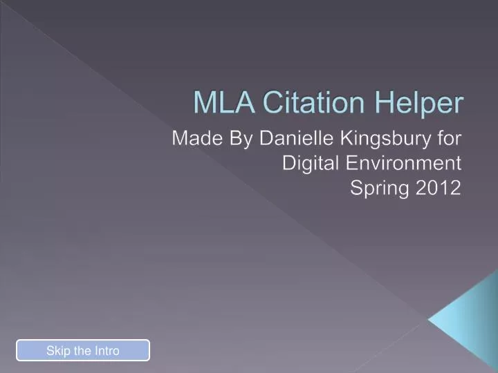 PPT MLA Citation Helper PowerPoint Presentation Free Download ID