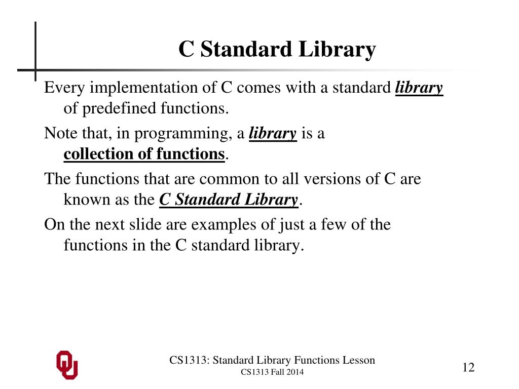 Ppt Standard Library Functions Outline Powerpoint Presentation Free