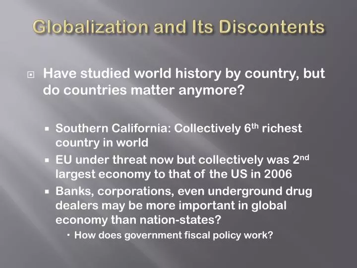 PPT - Globalization and Its Discontents PowerPoint Presentation, free ...