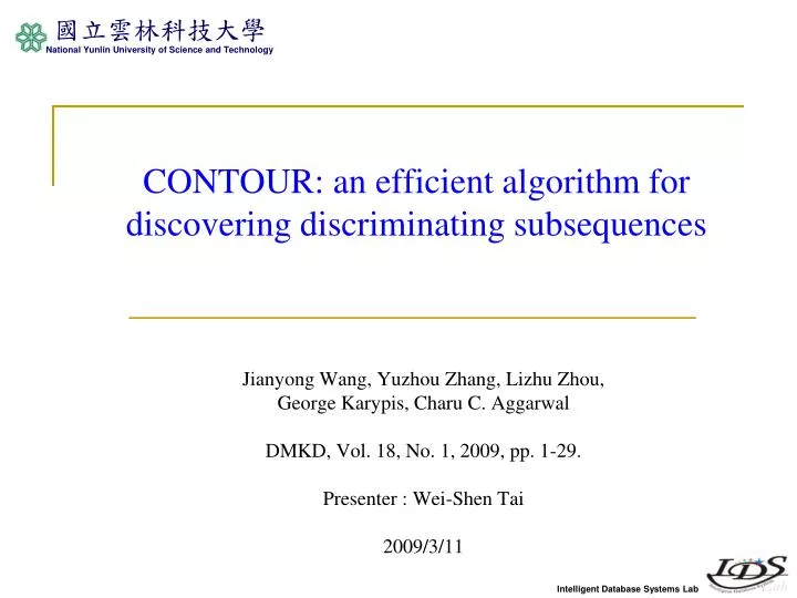 Ppt Contour An Efficient Algorithm For Discovering Discriminating