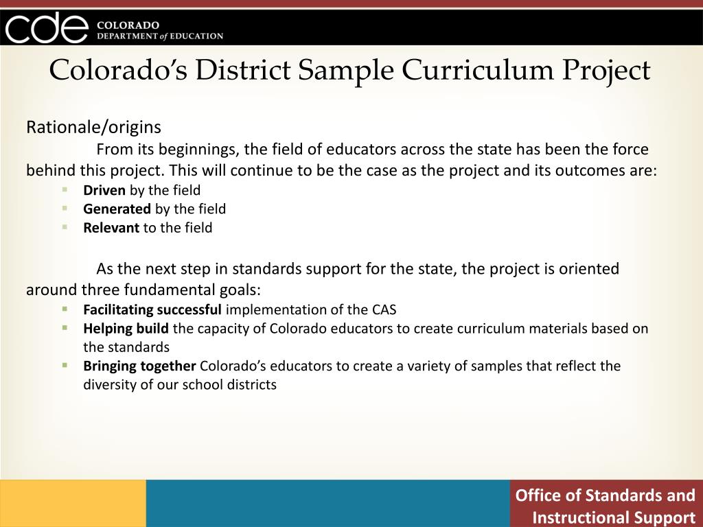 PPT - Colorado’s District Sample Curriculum Project Brian Sevier ...
