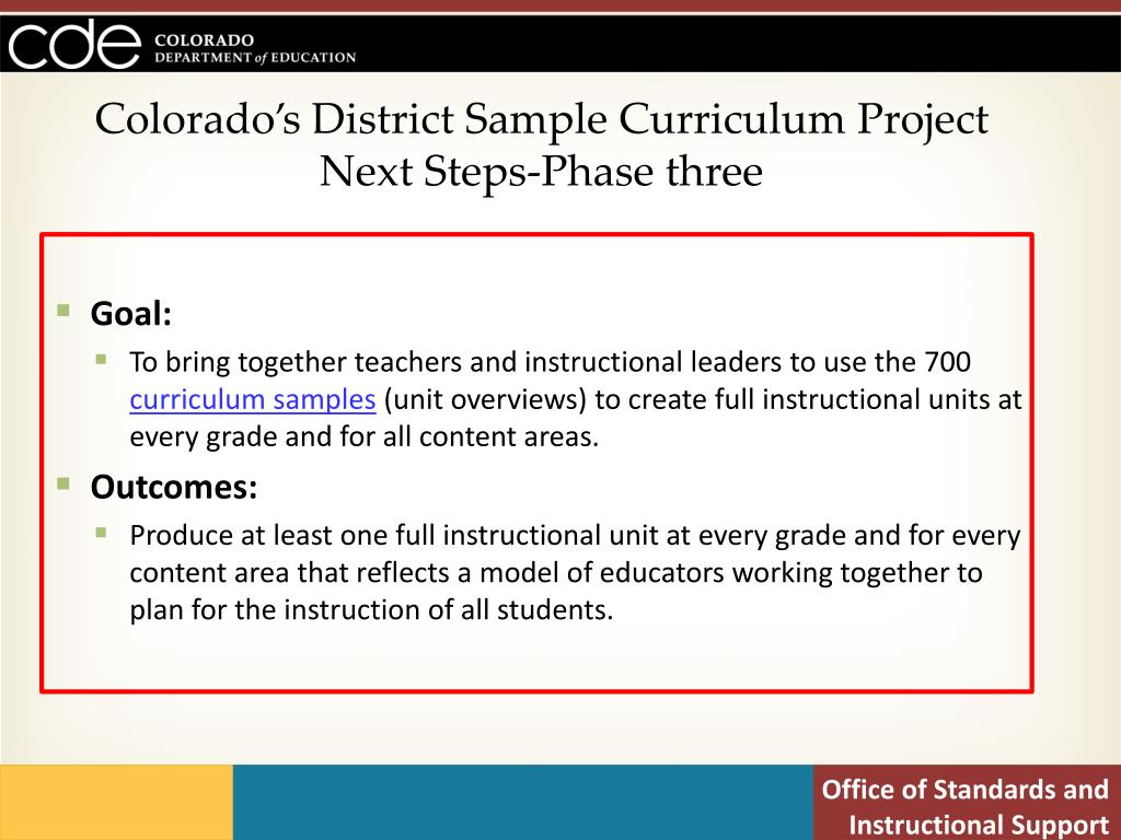 PPT - Colorado’s District Sample Curriculum Project Brian Sevier ...