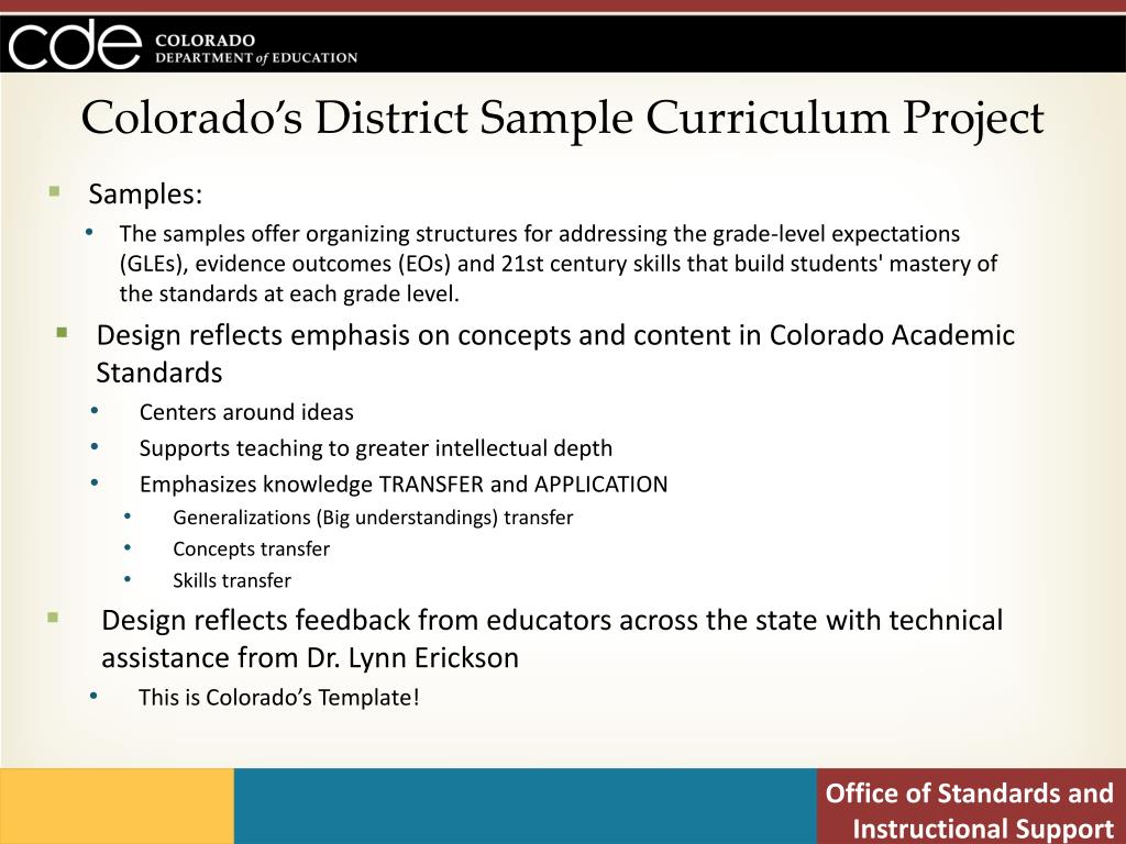 PPT - Colorado’s District Sample Curriculum Project Brian Sevier ...
