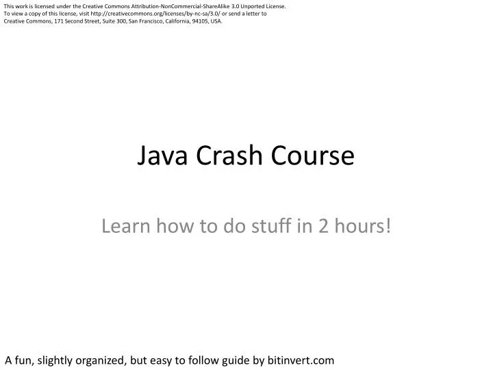 Ppt Java Crash Course Powerpoint Presentation Free Download Id6511033 