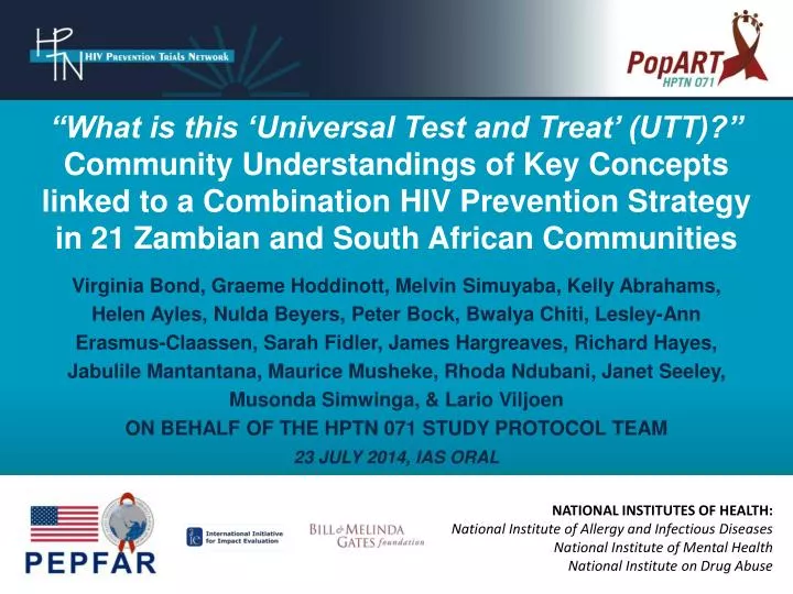 PPT - The HPTN 071 Study Team, led by: Dr. Richard Hayes Dr. Sarah ...