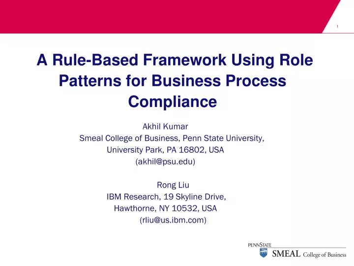 PPT - A Rule-Based Framework Using Role Patterns for Business Process ...