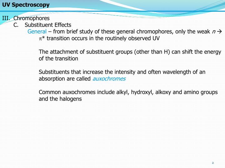 PPT - UV Spectroscopy Chromophores PowerPoint Presentation - ID:6514901