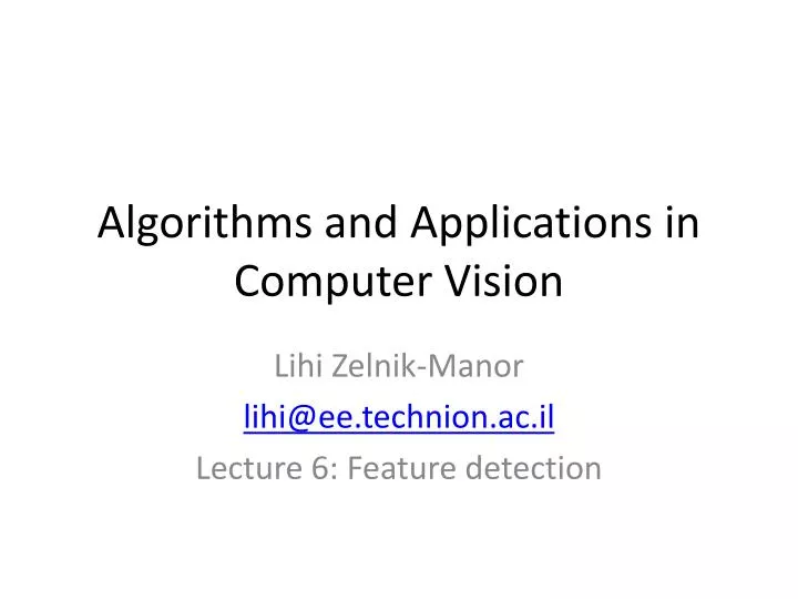 Ppt Algorithms And Applications In Computer Vision Powerpoint