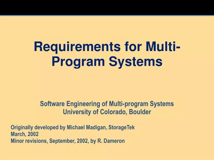 PPT - Requirements for Multi-Program Systems PowerPoint Presentation ...