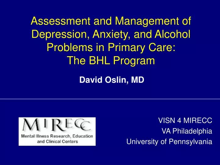 PPT - VISN 4 MIRECC VA Philadelphia University of Pennsylvania ...