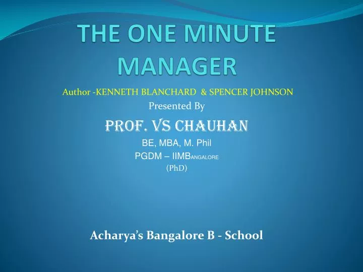 PPT - THE ONE MINUTE MANAGER PowerPoint Presentation, free download ...