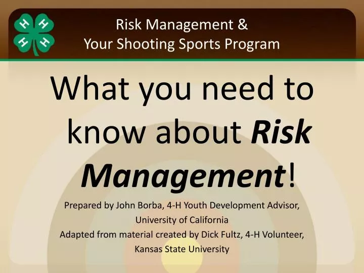 PPT - Risk Management & Your Shooting Sports Program PowerPoint ...