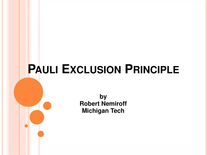 PPT - Pauli Exclusion Principle PowerPoint Presentation, free download ...