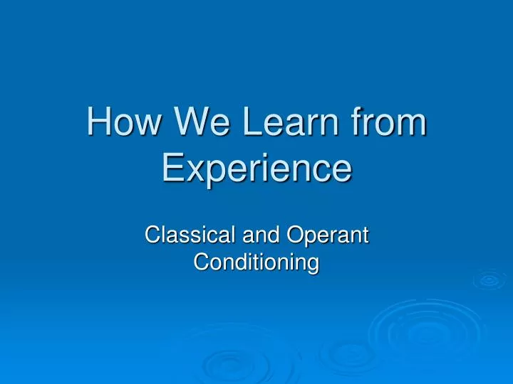 PPT - How We Learn from Experience PowerPoint Presentation, free ...