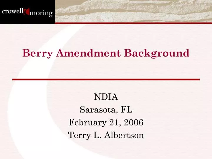 PPT - Berry Amendment Background PowerPoint Presentation, free download ...
