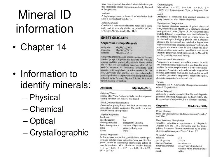 PPT - Mineral ID information PowerPoint Presentation, free download ...