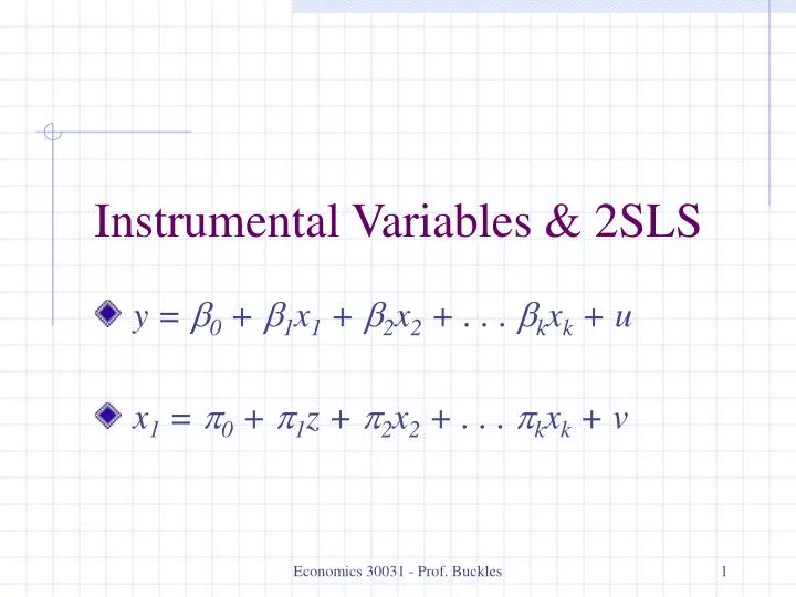 PPT - Instrumental Variables & 2SLS PowerPoint Presentation, free ...