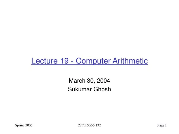 Ppt Lecture 19 Computer Arithmetic Powerpoint Presentation Free 7306