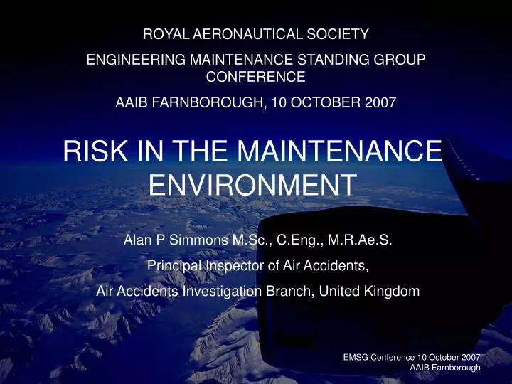 PPT - RISK IN THE MAINTENANCE ENVIRONMENT PowerPoint Presentation, free ...