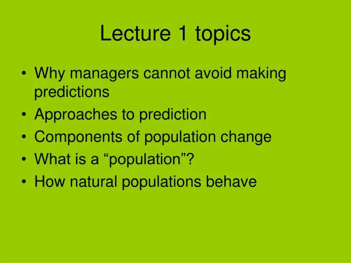 PPT - Lecture 1 topics PowerPoint Presentation, free download - ID:6527529