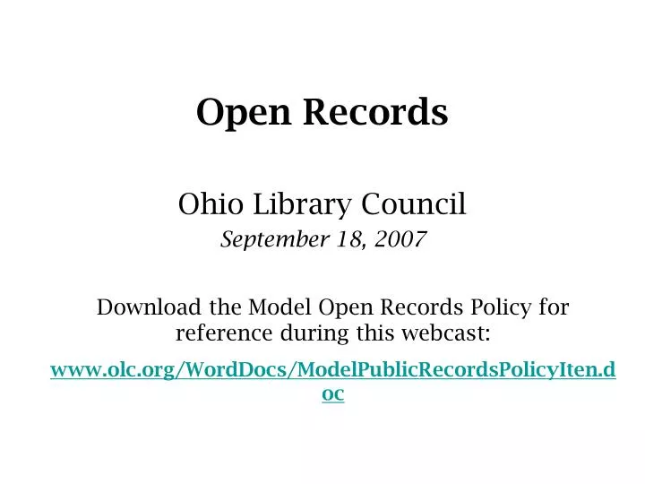 PPT - Open Records PowerPoint Presentation, free download - ID:6528791