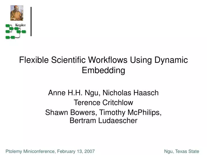 PPT - Flexible Scientific Workflows Using Dynamic Embedding PowerPoint ...