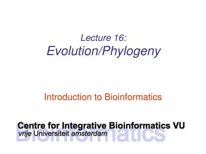 PPT - Lecture 16: Evolution/Phylogeny PowerPoint Presentation, free ...