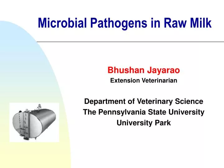 PPT - Microbial Pathogens in Raw Milk PowerPoint Presentation, free ...