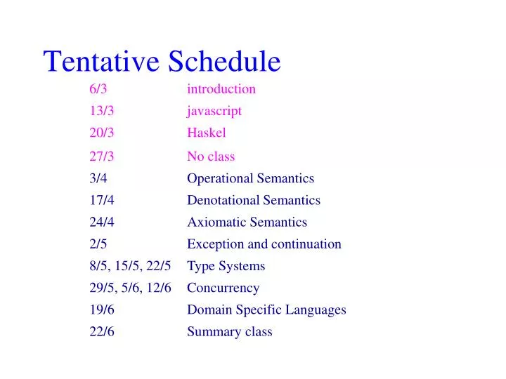 PPT - Tentative Schedule PowerPoint Presentation, free download - ID ...