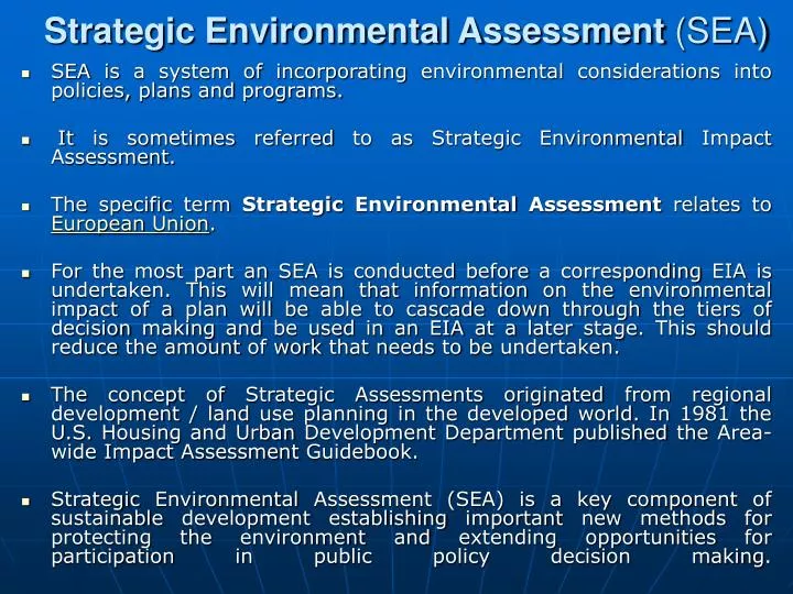 Ppt Strategic Environmental Assessment Sea Powerpoint Presentation