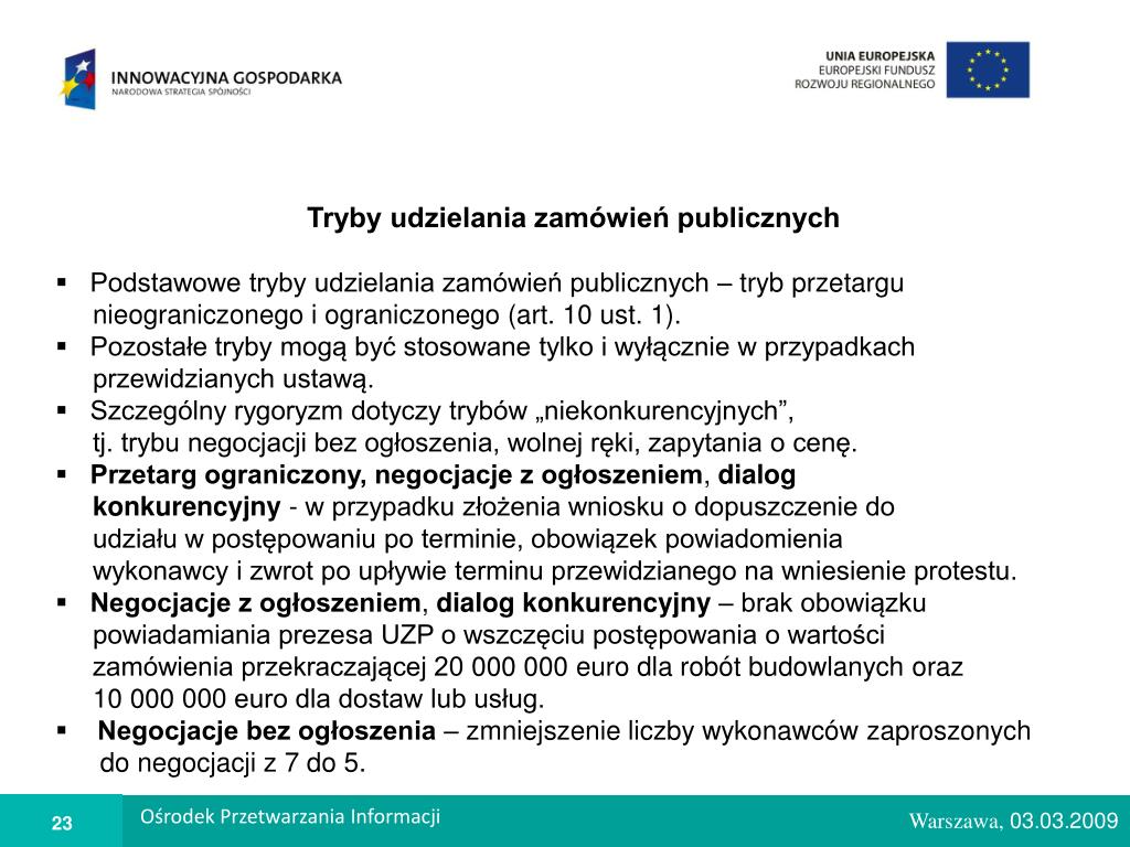 PPT - Stosowanie procedur Pzp w realizacji umowy o dofinansowanie ...