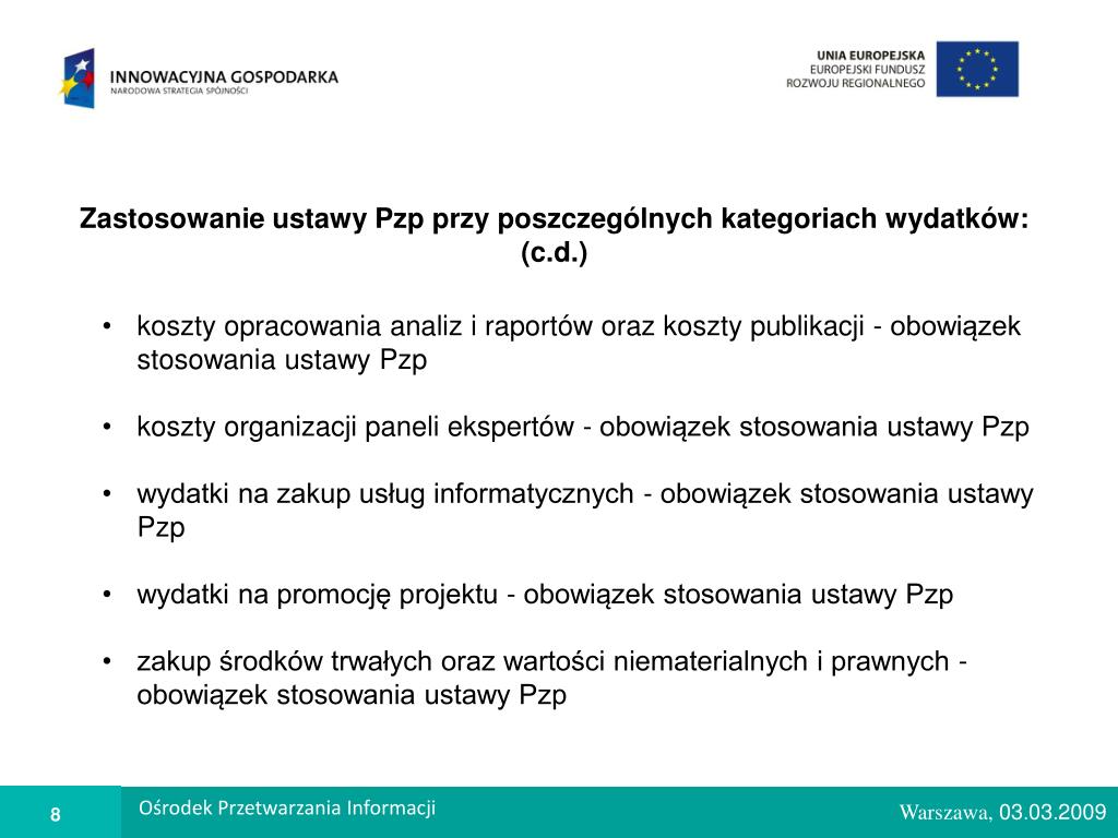 PPT - Stosowanie procedur Pzp w realizacji umowy o dofinansowanie ...