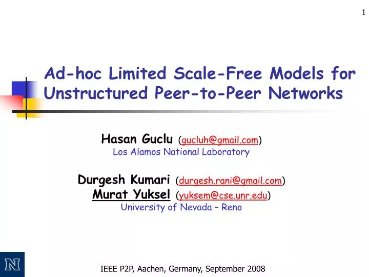 Ppt Ad Hoc Limited Scale Free Models For Unstructured Peer To Peer Networks Powerpoint