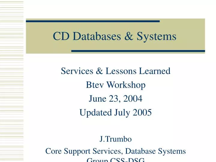 PPT - CD Databases & Systems PowerPoint Presentation, free download ...