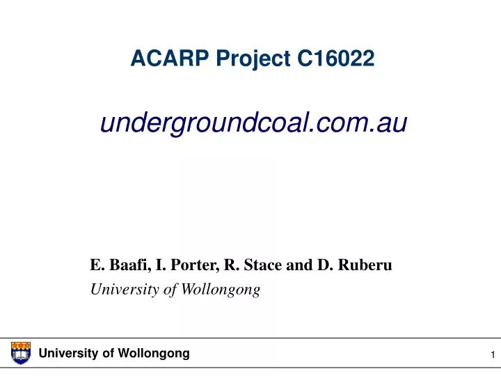 PPT - ACARP Project C16022 undergroundcoal.au PowerPoint Presentation ...