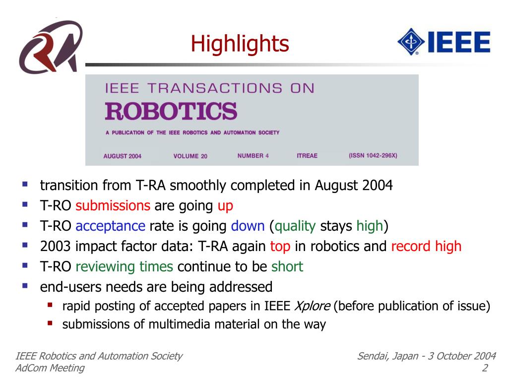 PPT - IEEE Transactions on Robotics (IEEE Transactions on Robotics and ... PPT - IEEE Transactions on Robotics (IEEE Transactions on Robotics and ...