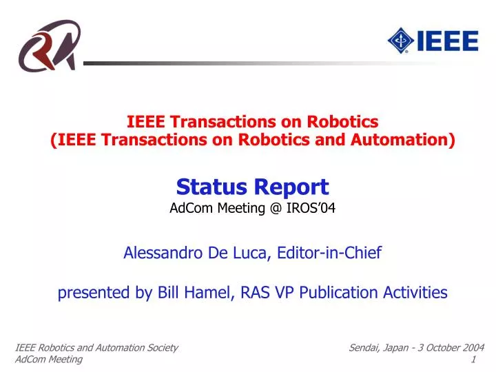 PPT - IEEE Transactions on Robotics (IEEE Transactions on Robotics and ... PPT - IEEE Transactions on Robotics (IEEE Transactions on Robotics and ...