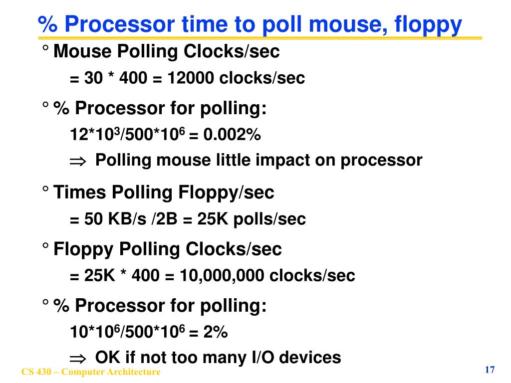 Ppt Cs 430 Computer Architecture Inputoutput Polling And Interrupts Powerpoint